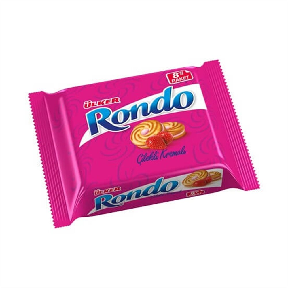 Ülker Rondo Çilekli Kremalı Sandviç Bisküvi 8x61 g | Bizim Toptan